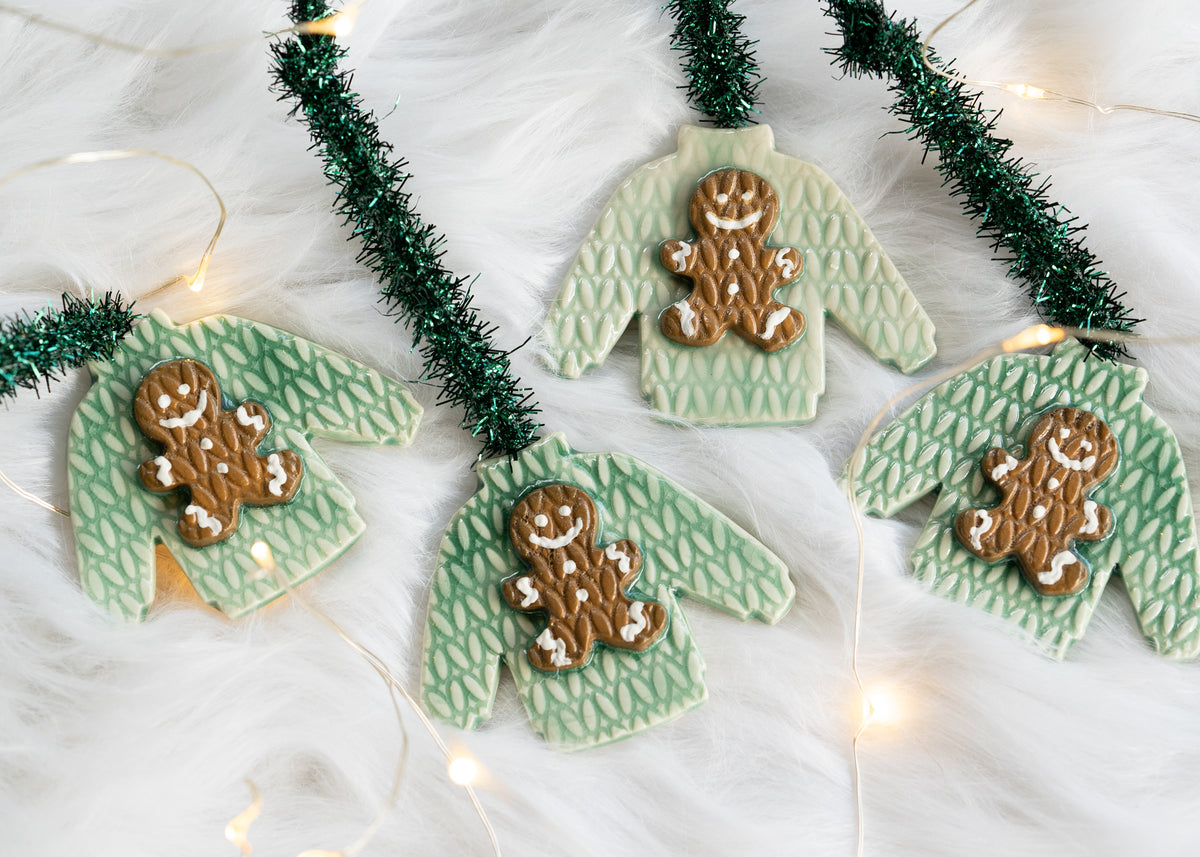 Gingerbread Man Sweater Ornament – Kat Cave Studio